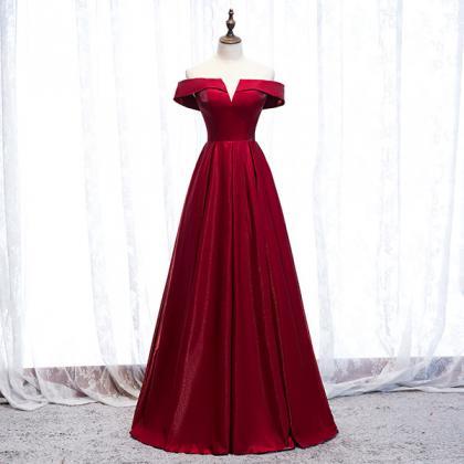 Burgundy Long Prom Dress Simple Evening Dress on Luulla