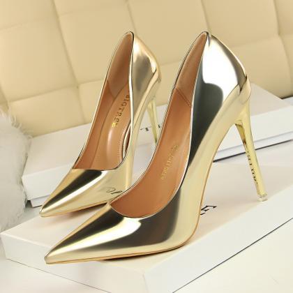Fashion Metal Heel High Heels Women's Shoes High Heels Shallow Open ...