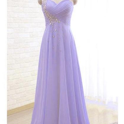 Beautiful Light Purple One Shoulder Beaded Prom Dress, Sweetheart ...