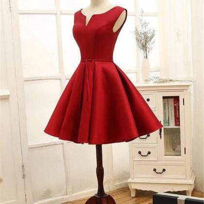 Hand Made Custom Red Satin Homecoming Dress Evening Lovely Party Dress ...
