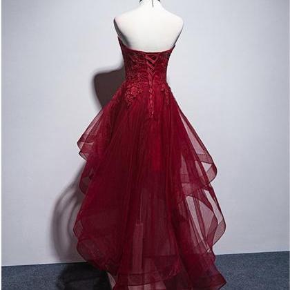 Burgundy High-low Prom Dress,short Prom Gown,burgundy Evening Dress ...