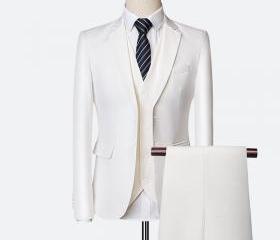 White Wedding Formal Bridegroom Tuxedo Men Suits 3 Pcs Business Blazer ...
