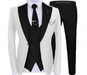 Slim Fit Formal Men Suits For Wedding With Wide Notched Lapel 3 Pieces ...