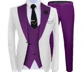 Slim Fit Formal Men Suits For Wedding With Wide Notched Lapel 3 Pieces ...