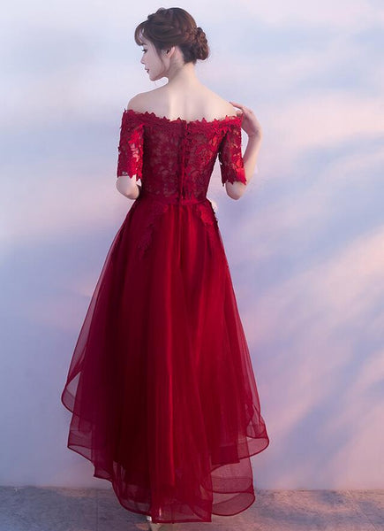 Charming Wine Red High Low Party Dress, Burgundy Prom Dress D085 on Luulla