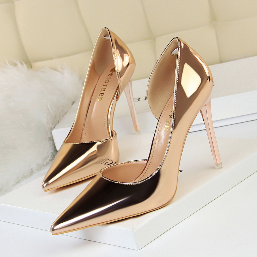 High Heels Simple Stiletto Metal Heel High Heels Shallow Open Pointed ...
