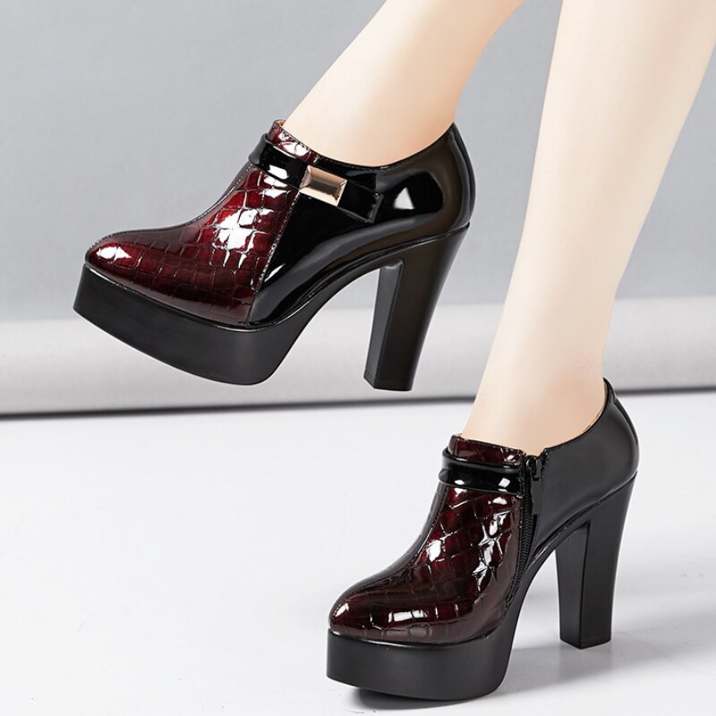 Block Heel Deep Mouth Platform Pumps Women Shoes H272 on Luulla
