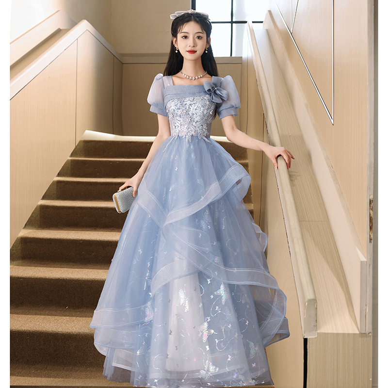 Blue Applique Prom Dress Full Length Evening Dress Formal Dress Sa1781 ...