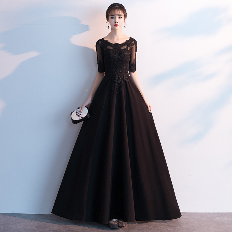 Black Half Sleeve Prom Evening Dress Formal Skirt Sa2134 on Luulla