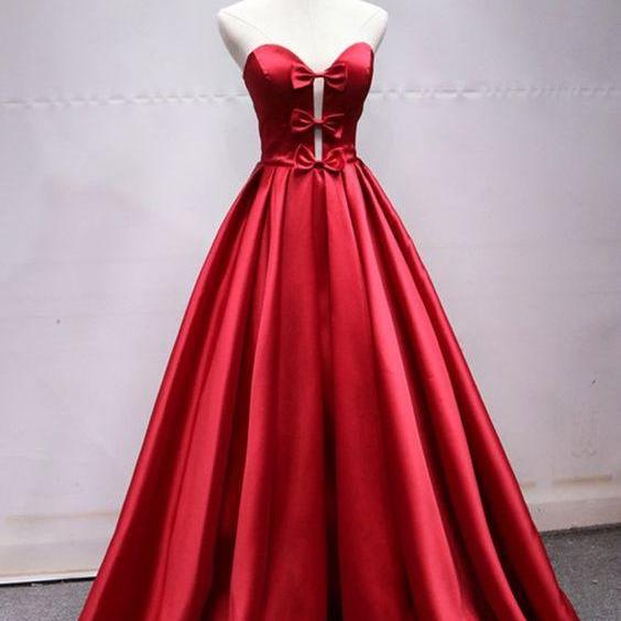 Charming Red Long Party Dress, Satin Long Formal Gown on Luulla