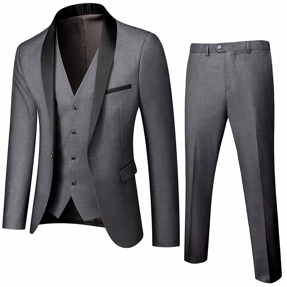 Men Autumn Wedding Party Three Pieces Set Male 3 Pcs Blazer Coat Pants ...