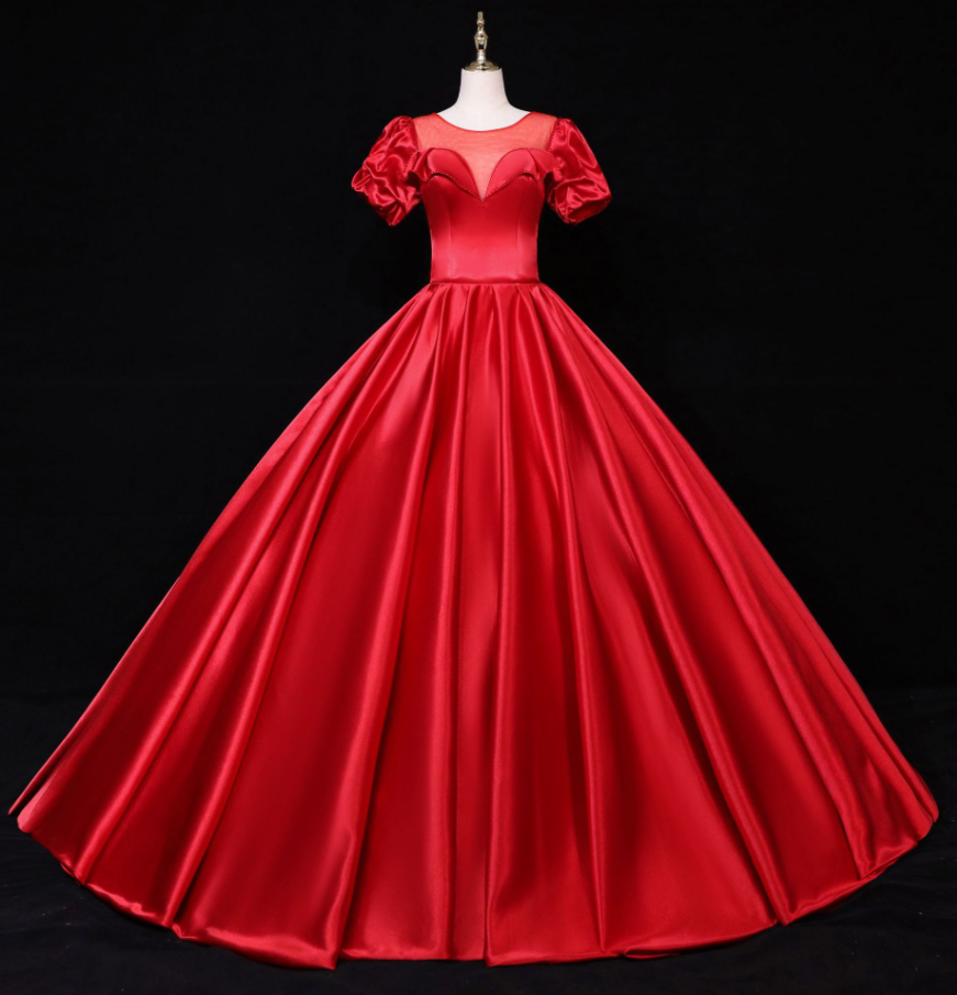 Stunning Red Satin Ball Gown Dress on Luulla
