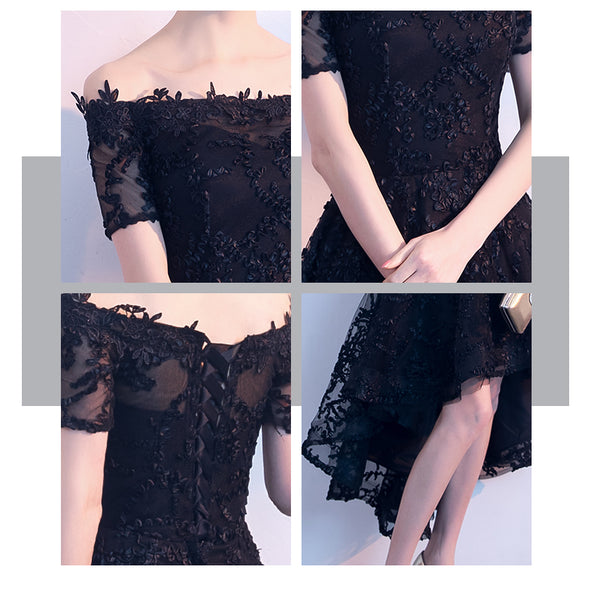 Lovely Black Lace Off Shoulder Bridesmaid Dress Lace Off Shoulder Black Party Dress D021 On Luulla