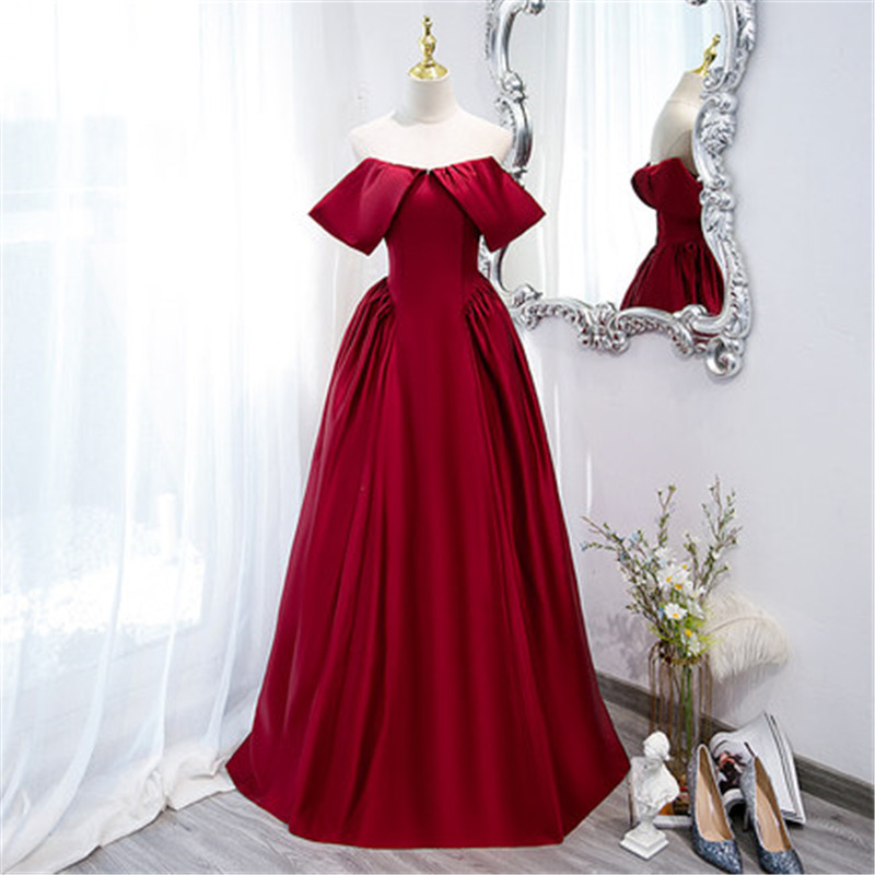 Strapless Red Prom Dress Stain Party Dress Floor Length Lace Up Back ...
