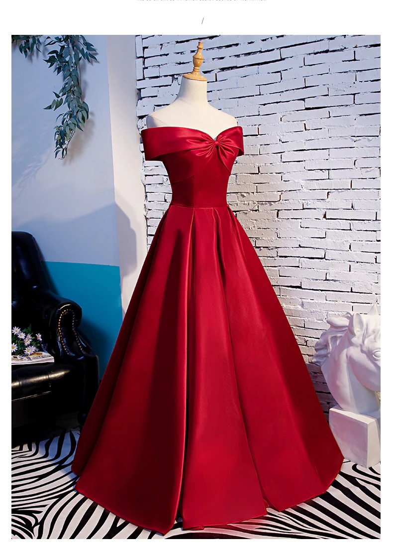 Fashon Red Off Shoulder Satin A-line Sweetheart Long Prom Dress, Red ...