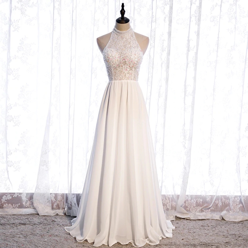 Lace Halter Neck Bridal Gown With Train on Luulla