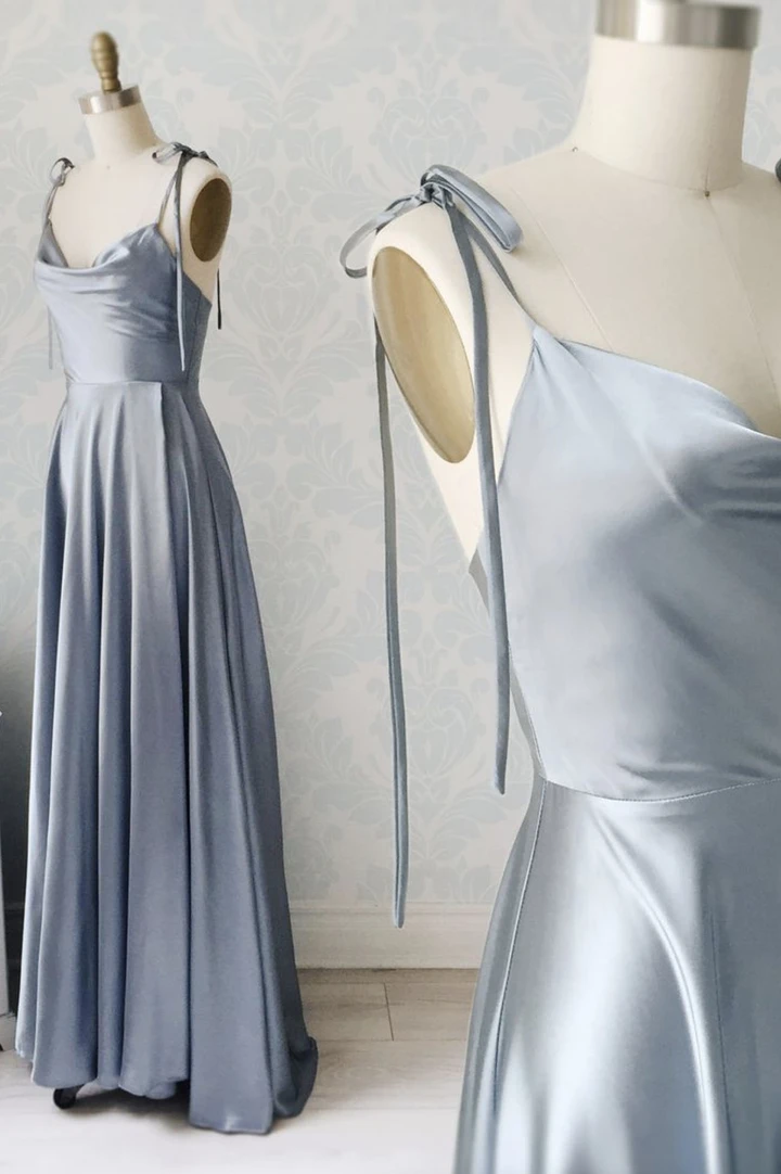 Blue Simple Satin Long Prom Dress A Line Evening Dress Ss538 on Luulla