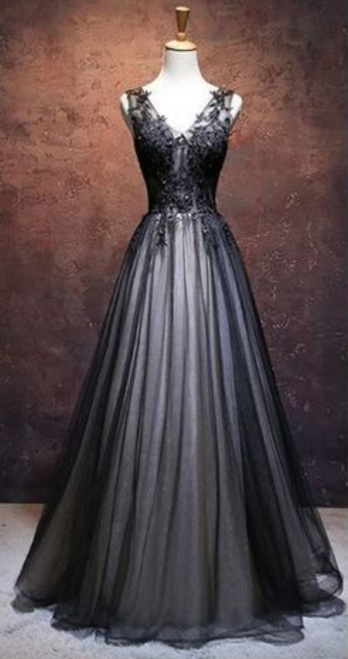 V Neck Full Length Prom Dress Lace Applique Evening Dress Ss952 on Luulla