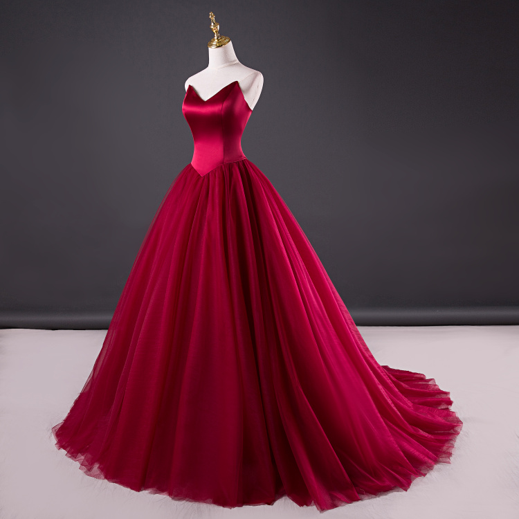 Stunning Red Satin Ball Gown For Women on Luulla
