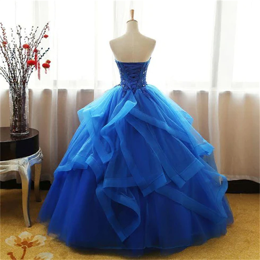 Royal Blue Tulle Prom Gown Handmade Sweet Party Dress Sa742 on Luulla