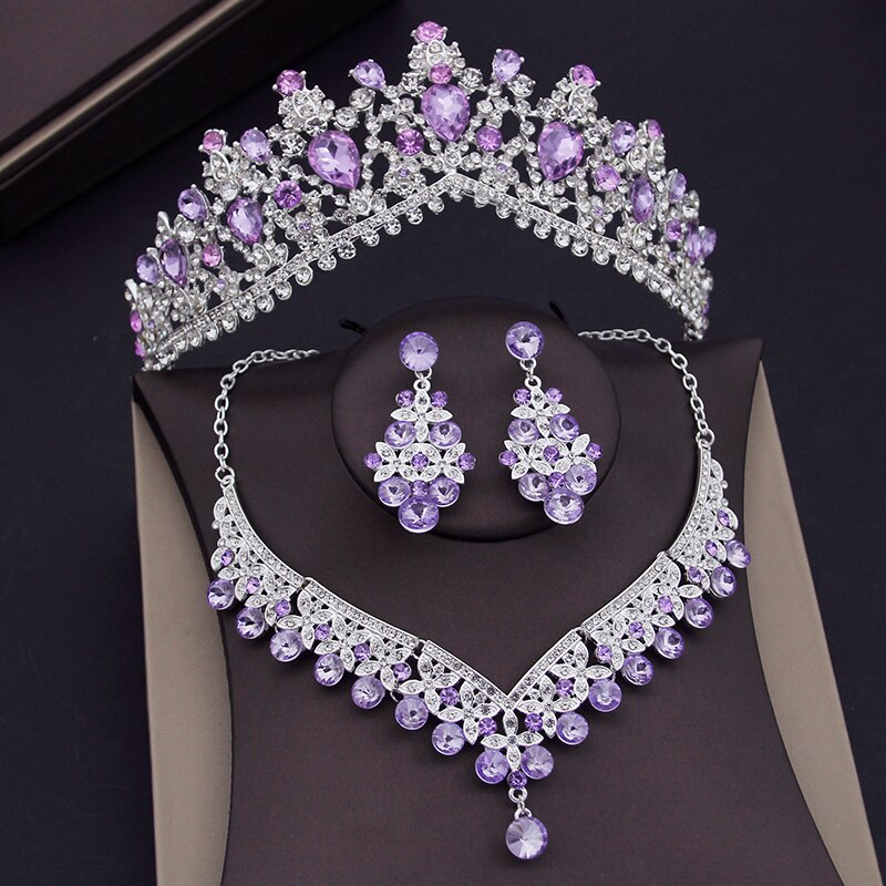 Sparkling Purple Rhinestone Bridal Jewelry Set on Luulla