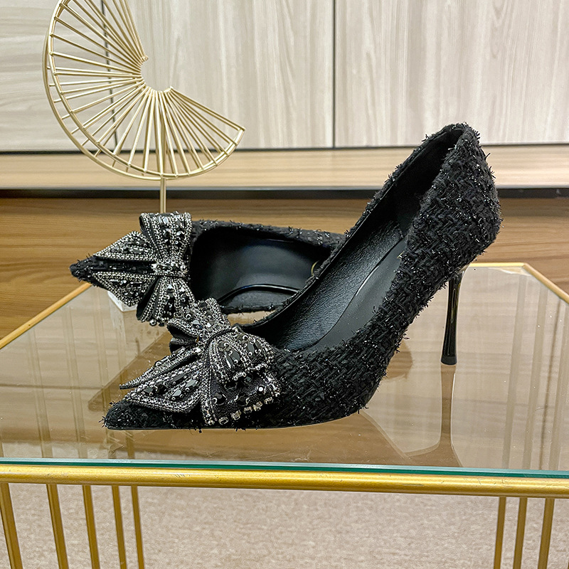 Women's Pointed Toe Bow-knot Shoes, Shallow Mouth, Ultra-high Stiletto ...