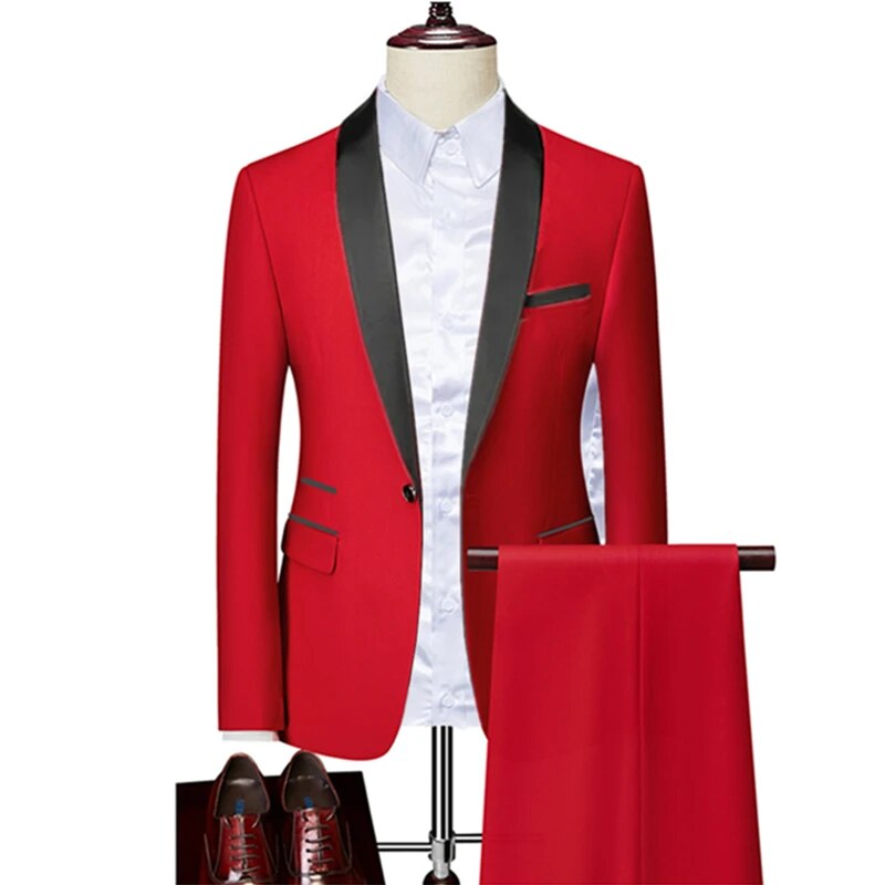 Red Tuxedo Jacket With Black Satin Lapel on Luulla