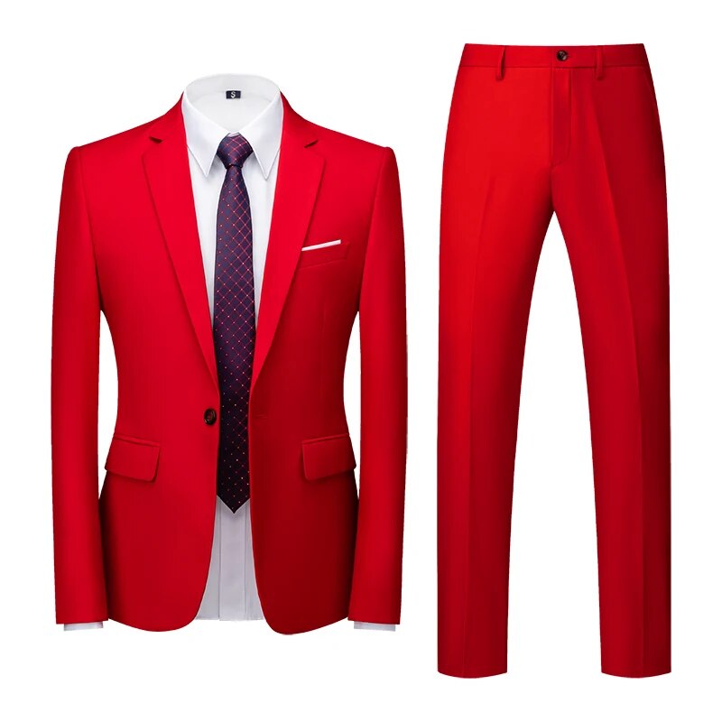 Mens Bold Red Two-piece Suit Set on Luulla