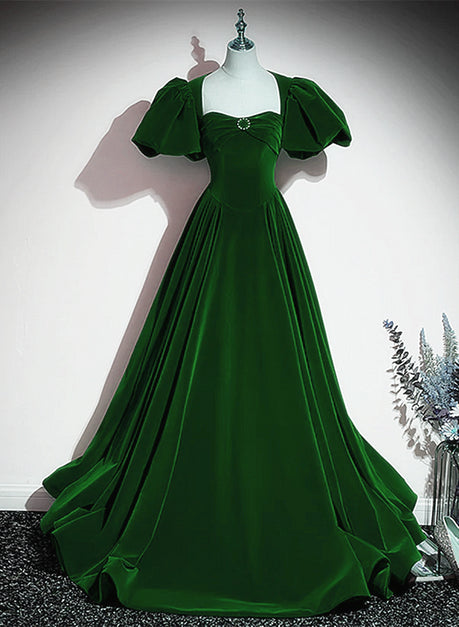Stunning Green Evening Gown With Ruffle Sleeves on Luulla