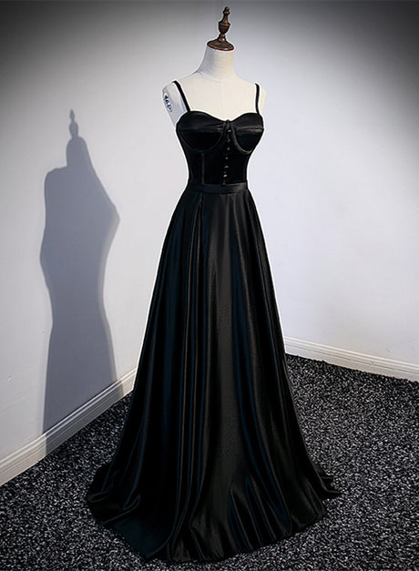 Strapless Black Satin Gown With Buttons on Luulla