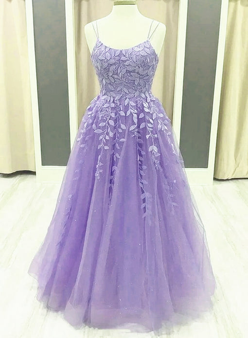 Exquisite Lavender Lace Gown With Floral Details on Luulla