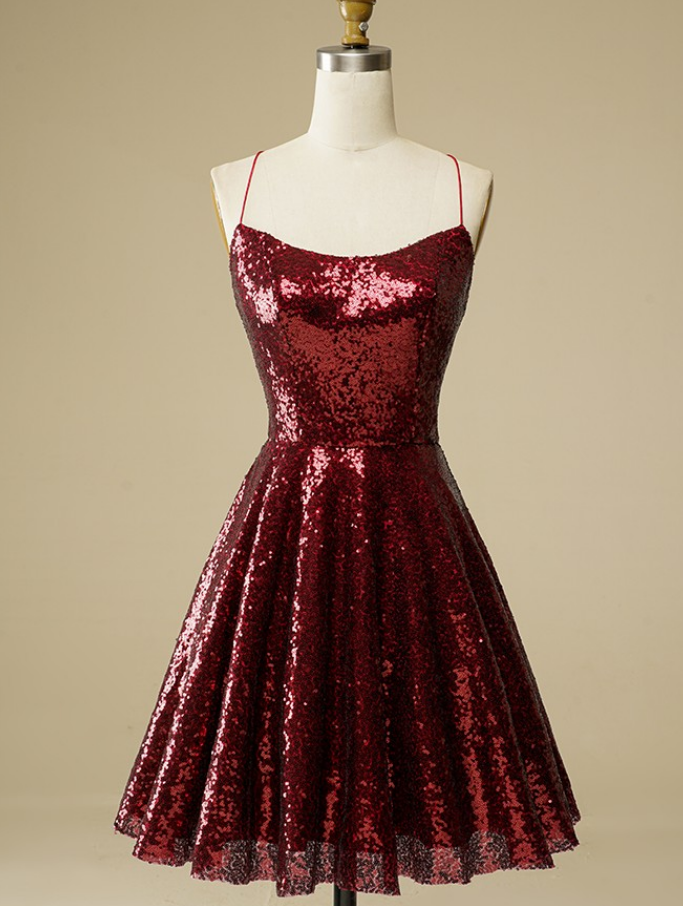 Sparkling Red Sequin Sleeveless Party Dress on Luulla