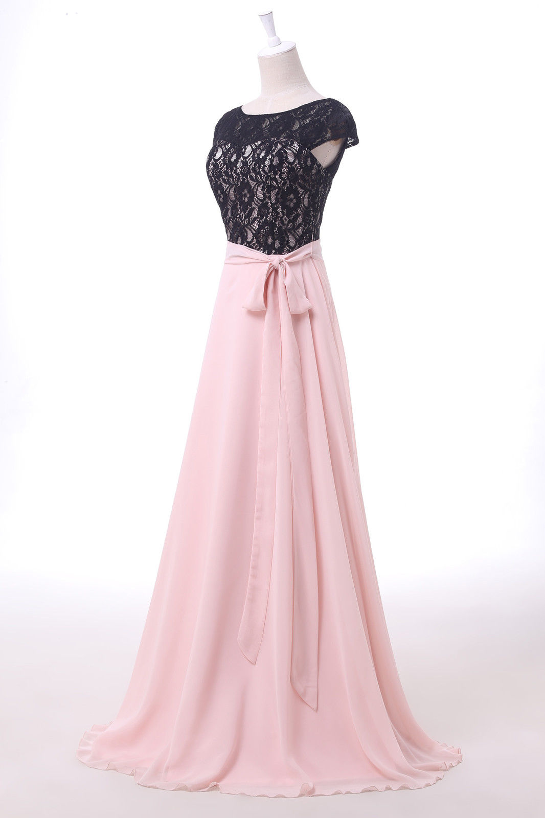 2015 Fashion A Line Cap Shoudler Full Length Prom Dresses Lace Up Lace ...