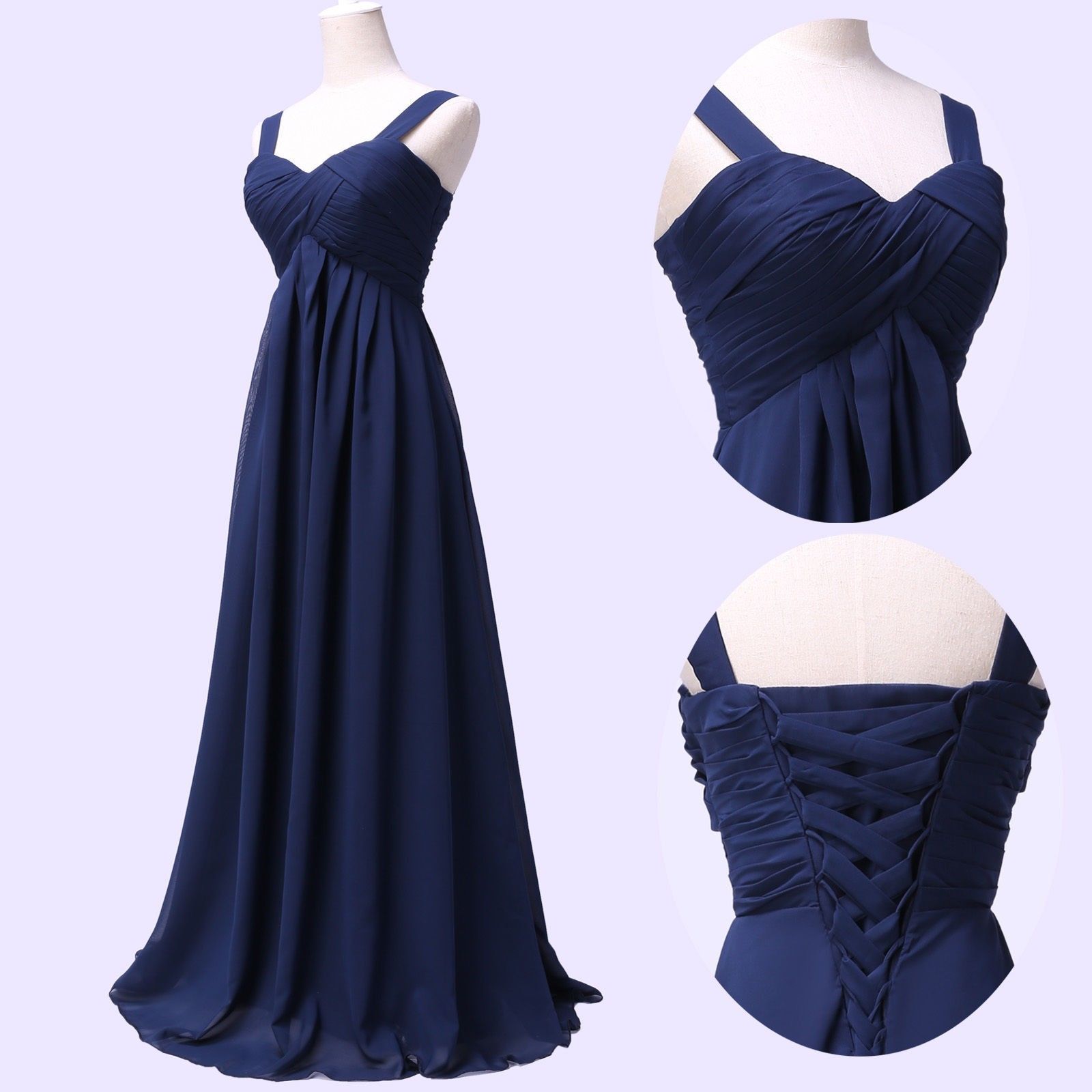 Fashion Chiffon Full Length Prom Dresses Evening Dress Bridesmaid ...